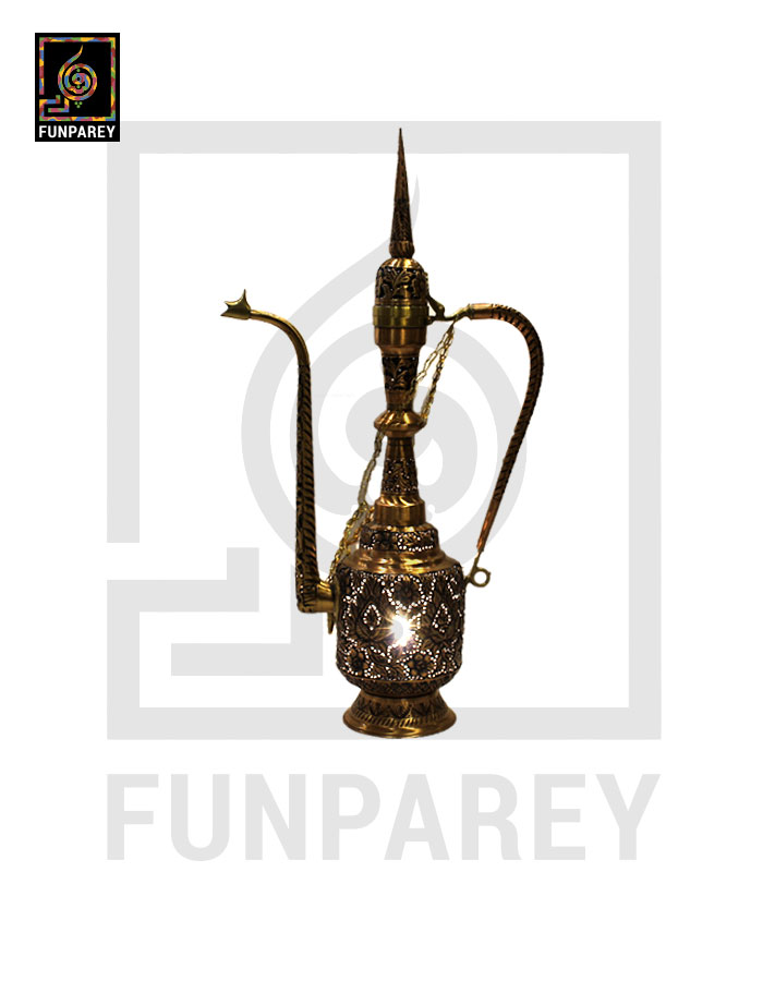 Handmade Vintage Copper Pitcher Lamp 30" With Deco Work - Funparey